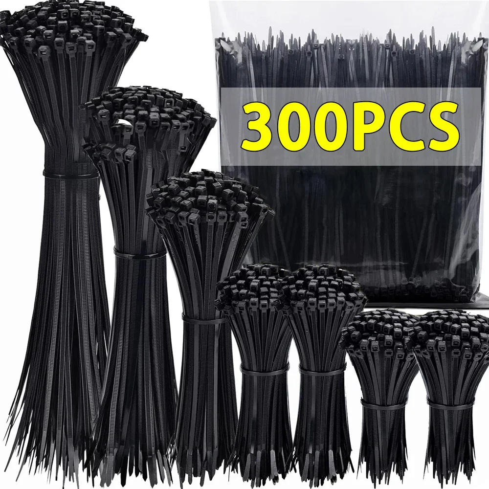 300-100Pcs-Self-locking-Plastic-Nylon-Ties-Detachable-Cable-Cord-Ties ...