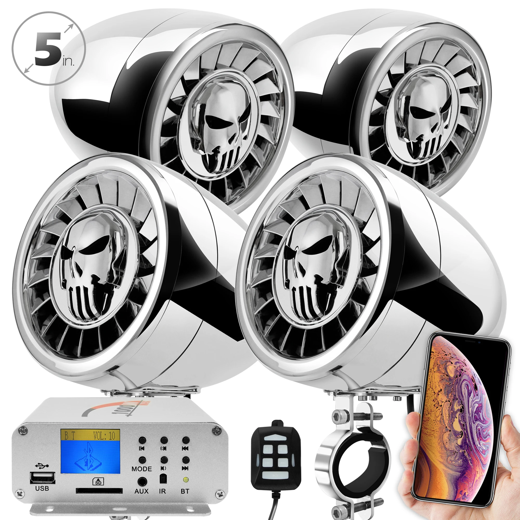 Motorcycle Bluetooth audio subwoofer waterproof spring breeze BMW ...