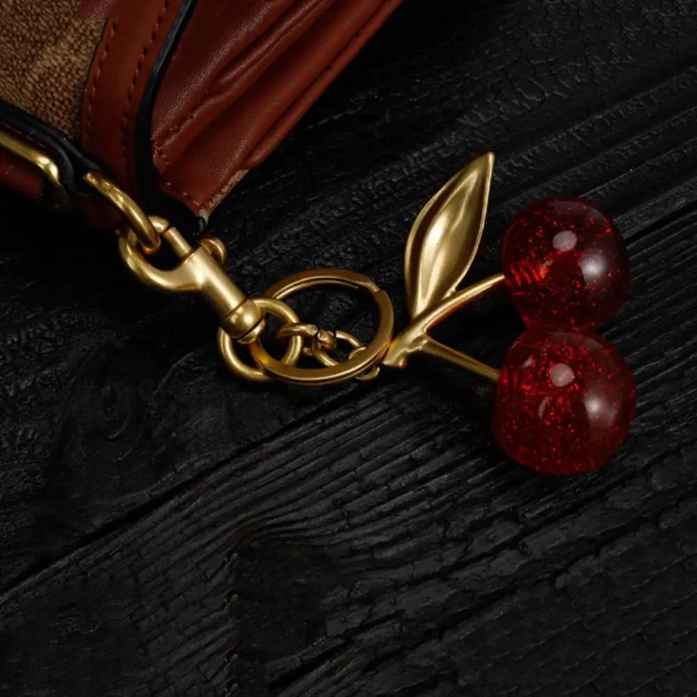 Glittery-Resin-Charm-Cherry-Pendant-Shoulder-Bag-Decoration-Fruit-Leaf ...