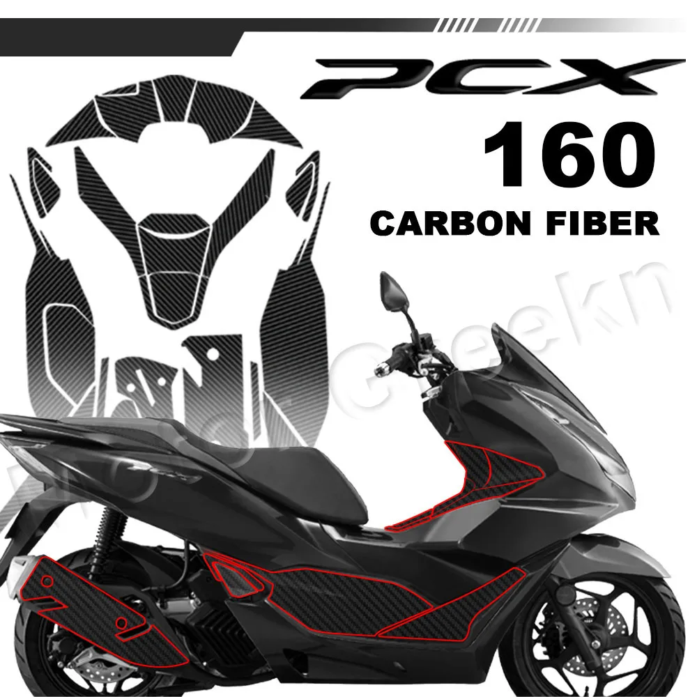 For-Honda-Pcx-160-2021-2022-Motorcycle-Carbon-Fiber-Rubber-Fuel-Sticker ...