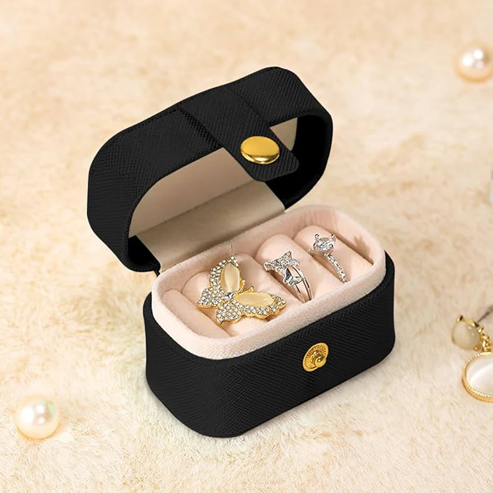 Portable Small Jewelry Storage Bag Travel Simple Leather Ring Necklace ...