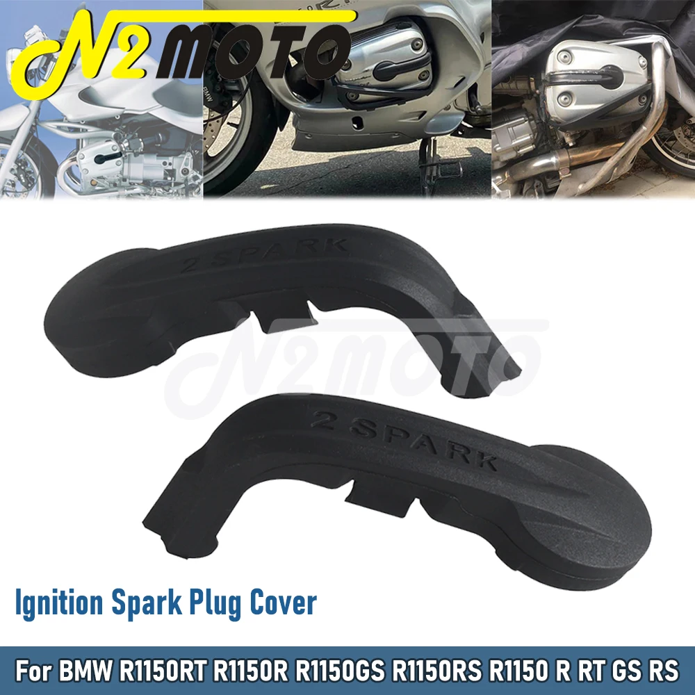 Black-Motorcycle-Engine-Ignition-Coil-Guard-Left-Right-Spark-Plug-Cover ...
