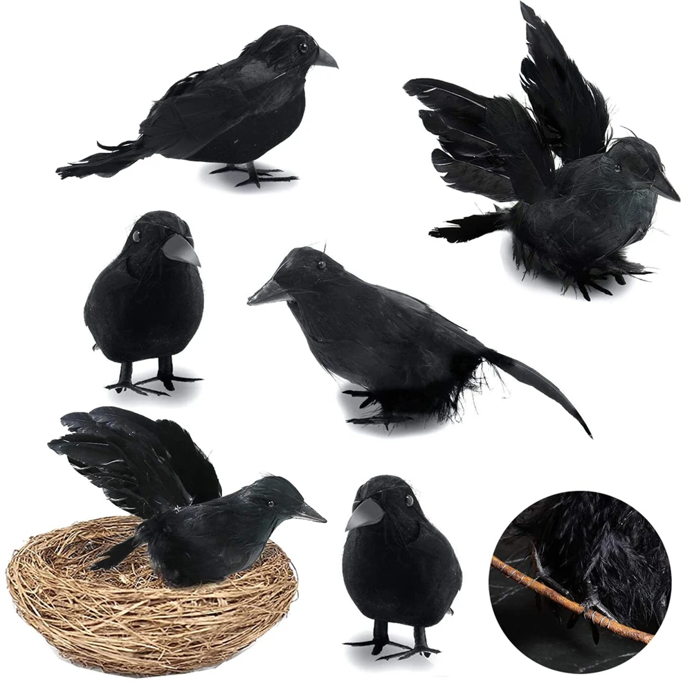 Cuervo-negro-de-6-piezas-para-Halloween-simulaci-n-de-p-jaro-falso ...