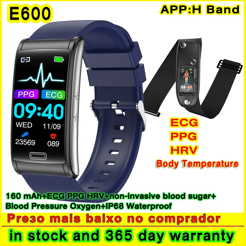 E600-ECG-PPG-Rel-gio-Inteligente-HRV-N-o-invasivo-A-car-no-Sangue ...