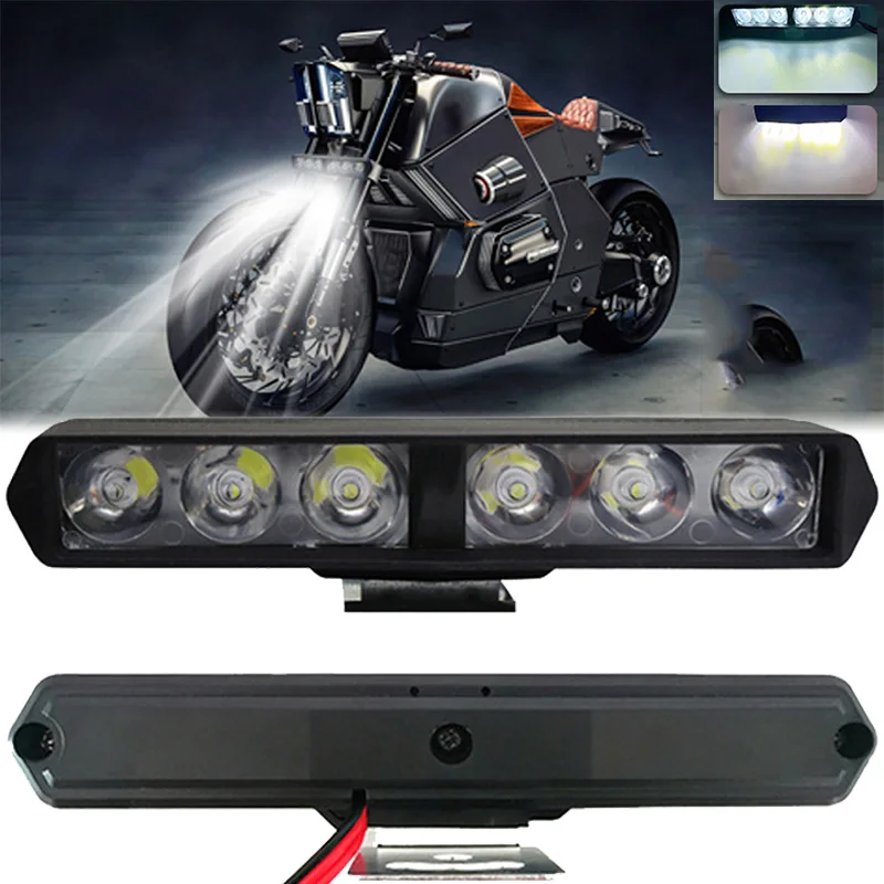 Motorcycle-Headlight-SpotLights-DRL-Flash-6-LED-Auxiliary-High ...