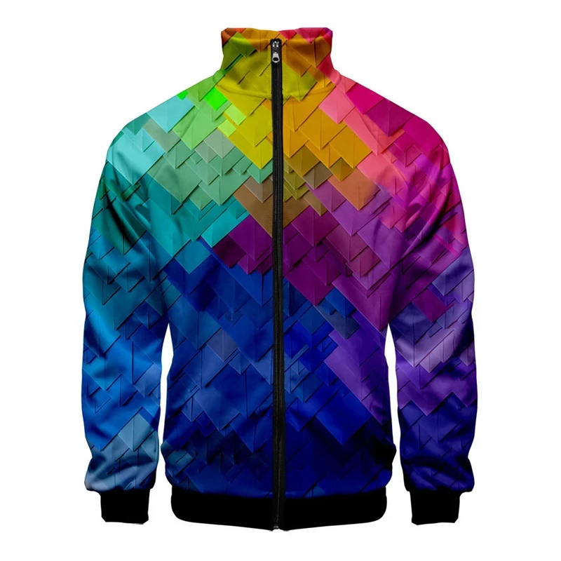 Full Print Creative Abstract Color Jacket For Men Women Casual Long ...