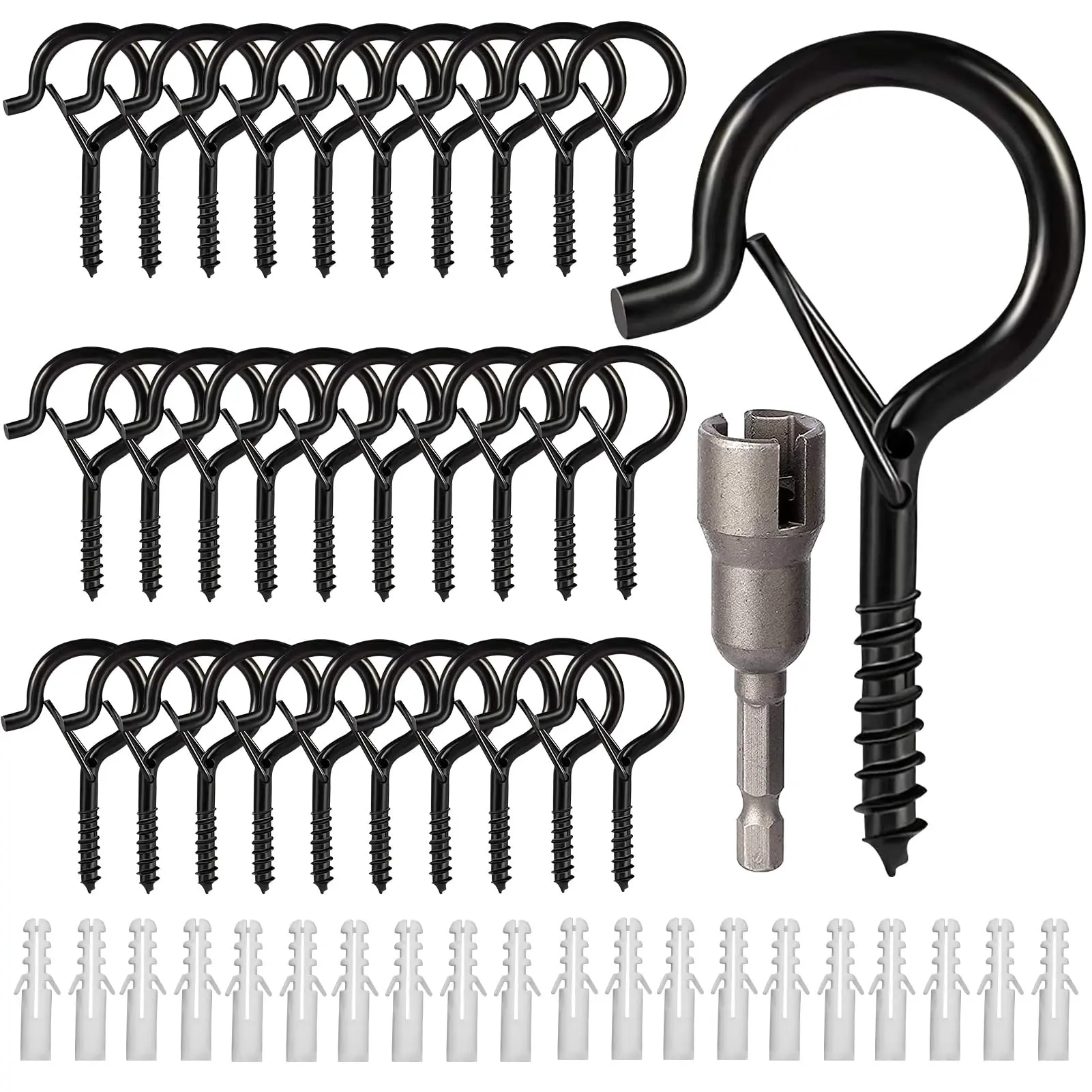 30-52pcs-Ceiling-Screw-Hooks-with-Safety-Buckle-Design-for-Hanging ...