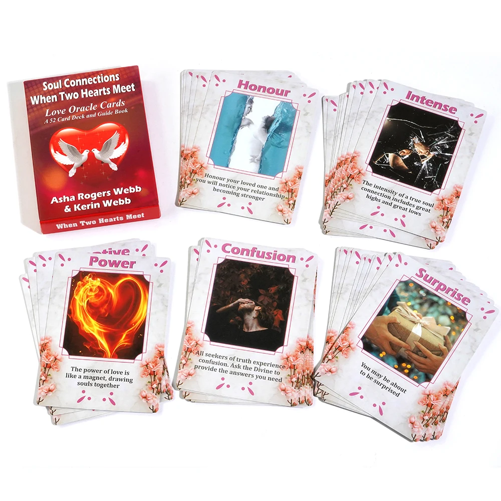 11*6.5cm Soul Connections When Two Hearts Meet Love Oracle Cards 52 ...
