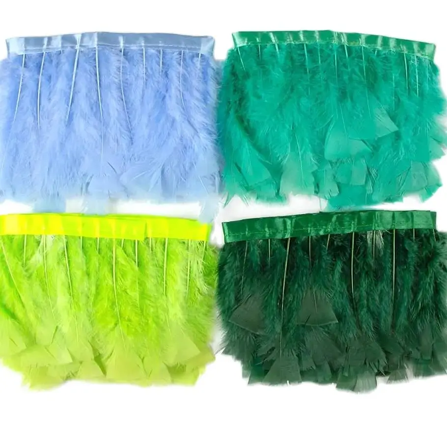 10-15cm Green Turkey Feather Trim Ribbon Fringe For Crafts Wedding ...