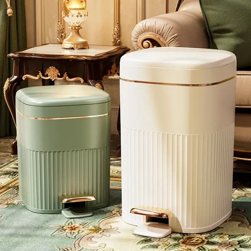 8-10-15L-Light-Luxury-Trash-Can-with-Lid-Pedal-Type-Recycling-Garbage ...