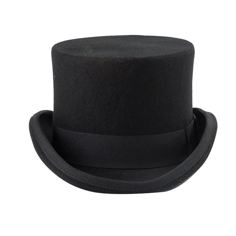 Top Hat for Men Women Winter Fedoras Wool Top Hat Flat Mad Hatter Top ...