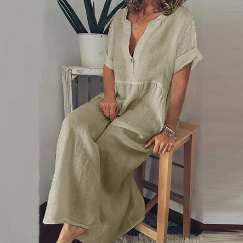 Vestido-largo-de-lino-y-algod-n-para-mujer-traje-elegante-de-Color-liso-manga-corta.jpg