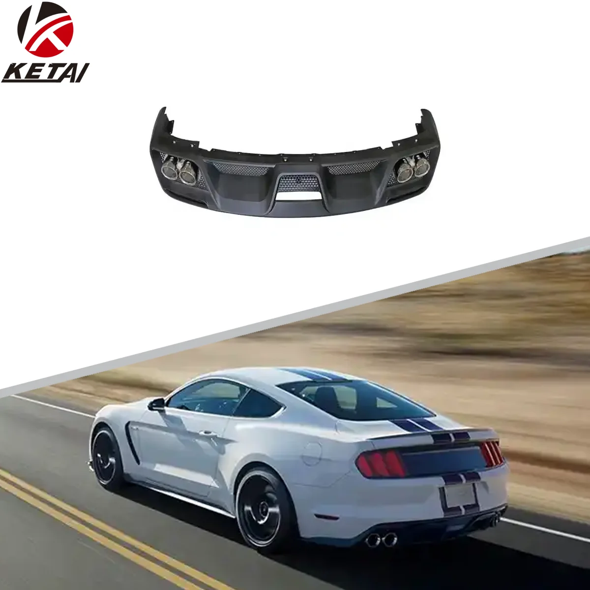 GT350 Style Car Bumper Rear Diffuser Lip With Tail Tips Pipe for ...