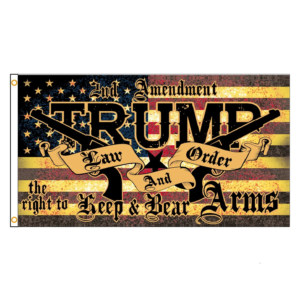 FLAGLINK-90x150-CM-Trump-Law-and-Order-2nd-Amendment-Guns-Flag-The ...