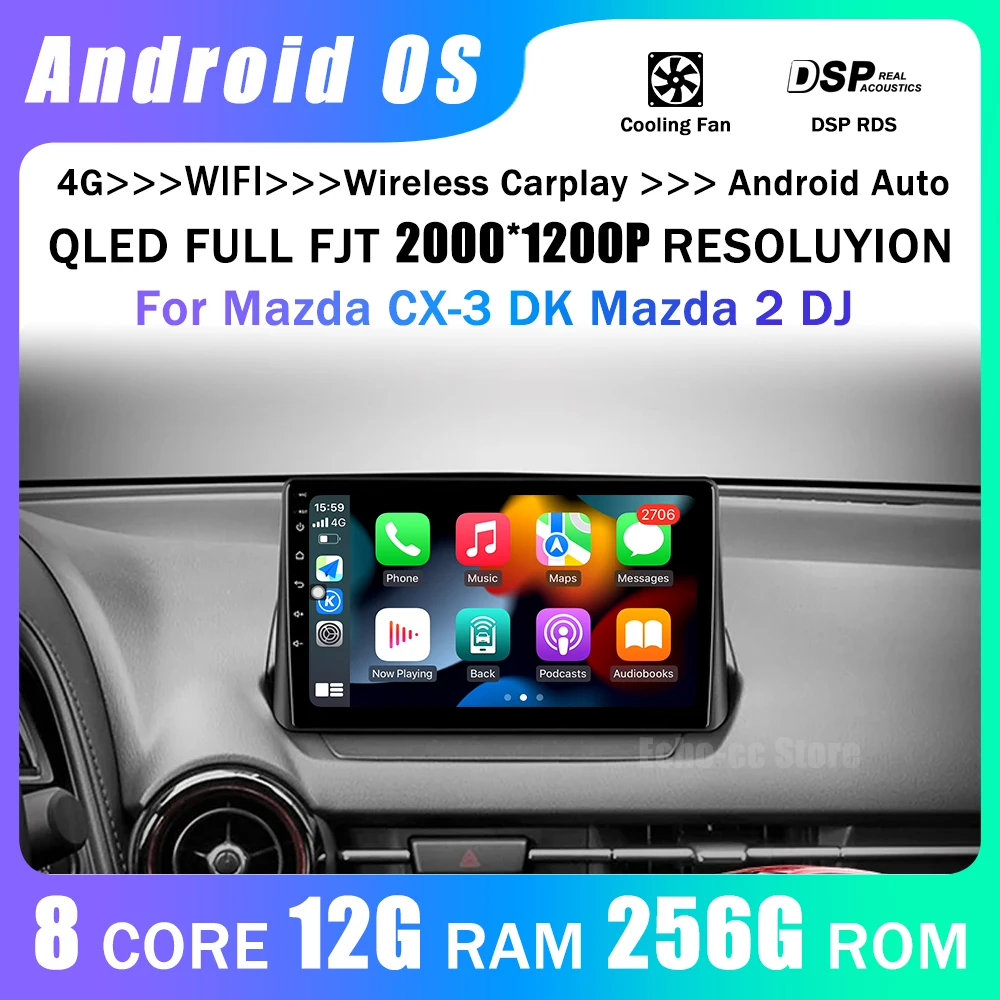 Android 16 Carplay Auto para Mazda CX-3 CX3 Mazda 2 DK 2014 - 2017 2018 ...