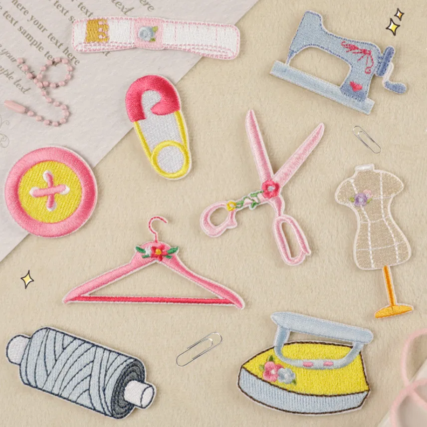 10-Pcs-Handmade-Tools-Iron-Embroidered-Patches-Stick-On-Clothing-Hat ...