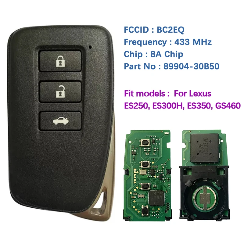 CN052001 Aftermarket 3 Button Smart Key BC2EQ P1 88 DST-AES Chip 433MHz ...