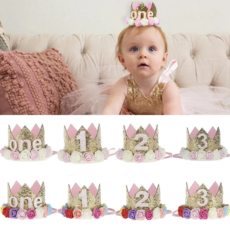 Baby-Birthday-Party-Hat-Princess-Crown-Headband-1-Year-Birthday ...