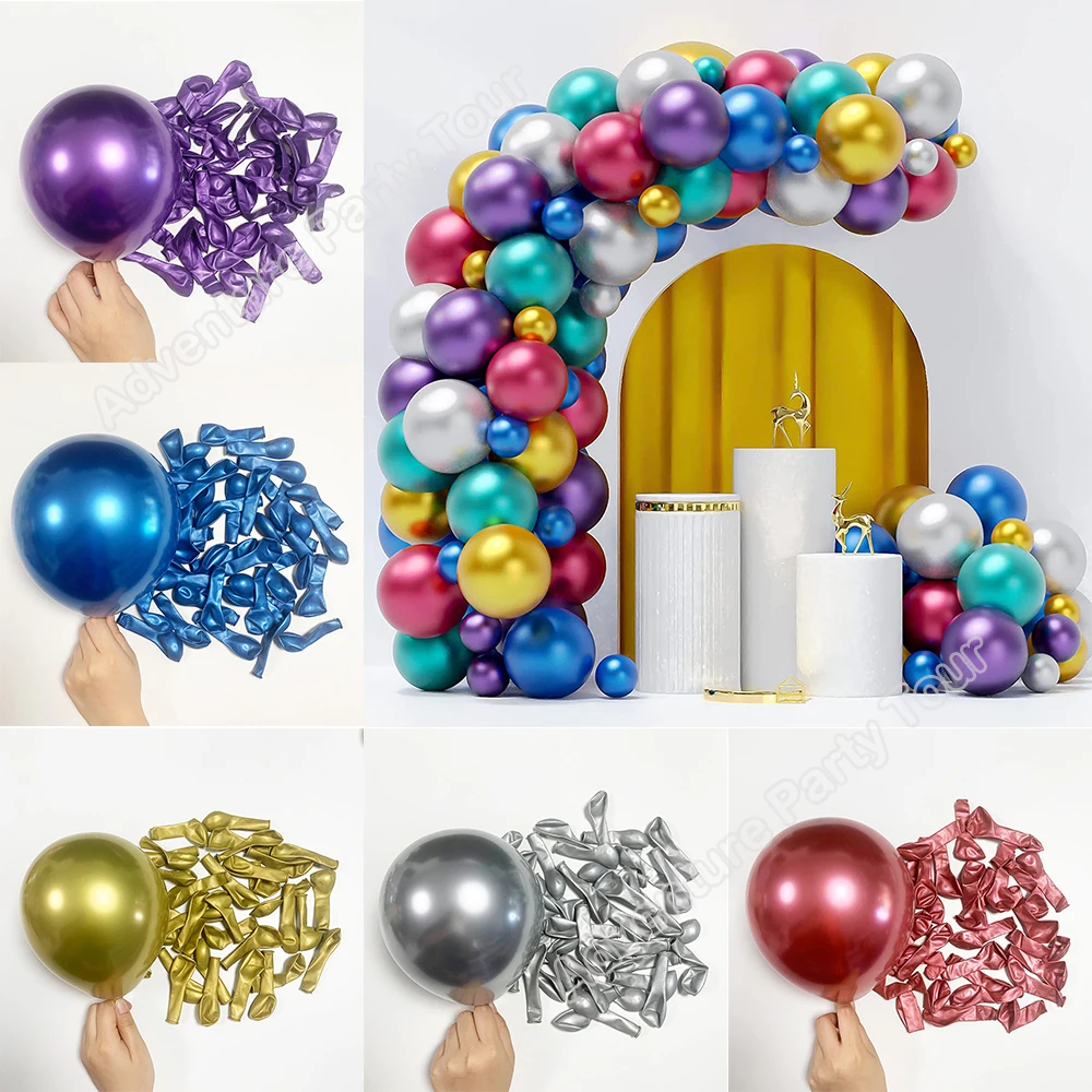 10-20-30Pcs-Metallic-Balloons-Chrome-Metal-Gold-Silver-Purple-Blue ...