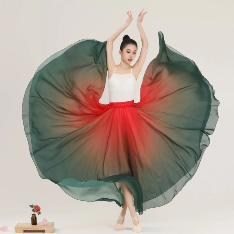 720 Large Hem Skirt Gradient Chiffon Dance Skirts Women Elegant Classic ...