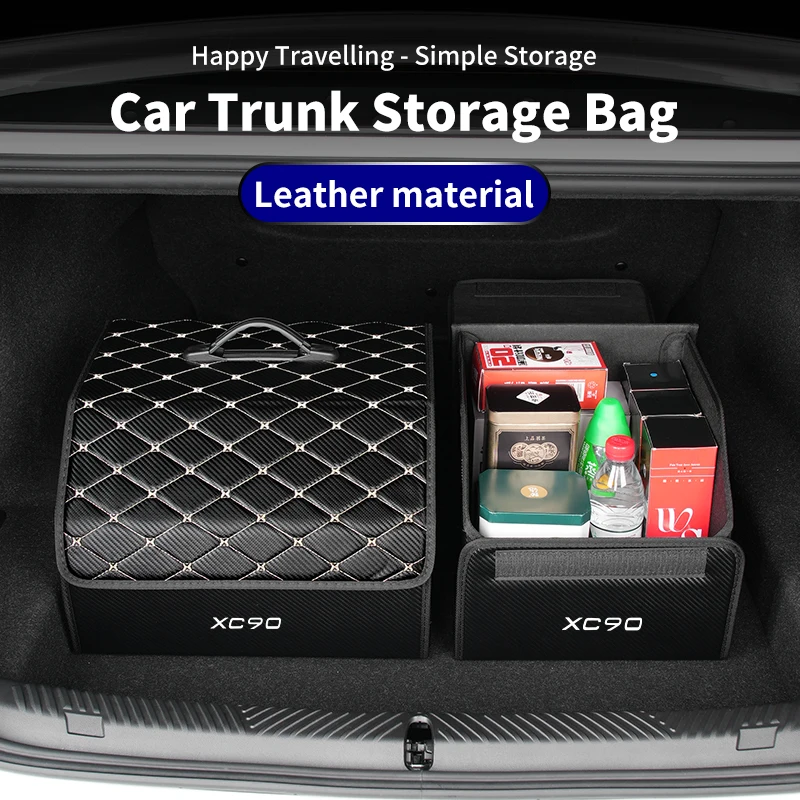 Car-Trunk-Storage-Box-Leather-Folding-Car-Tailgate-Organizer-For-Volvo ...