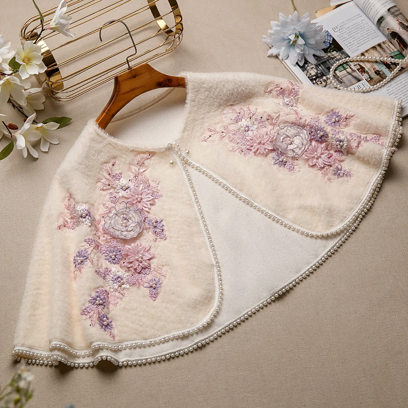 Autumn-Winter-Heavy-Handmade-Beaded-Shawl-Cloak-Women-Three-dimensional ...