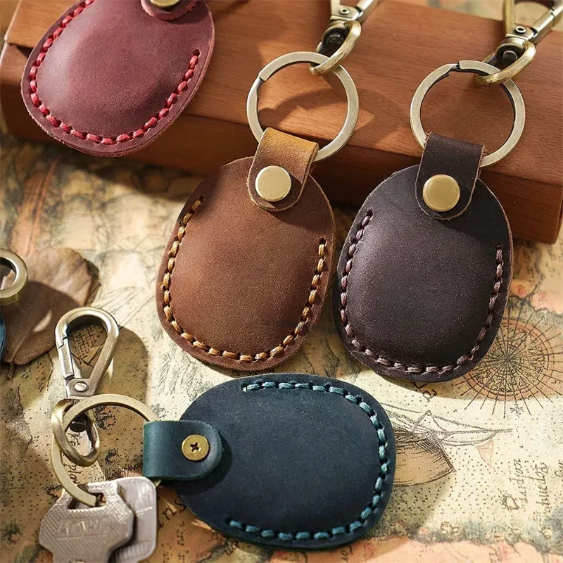 For-Airtags-Protective-Case-Retro-High-Quality-PU-Leather-Keychain-for ...