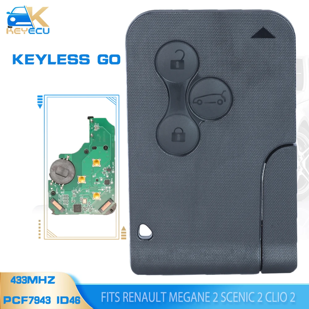 KEYECU-mando a distancia inteligente para coche, tarjeta con manos libres, 433MHz, ID46, PCF7943 ...