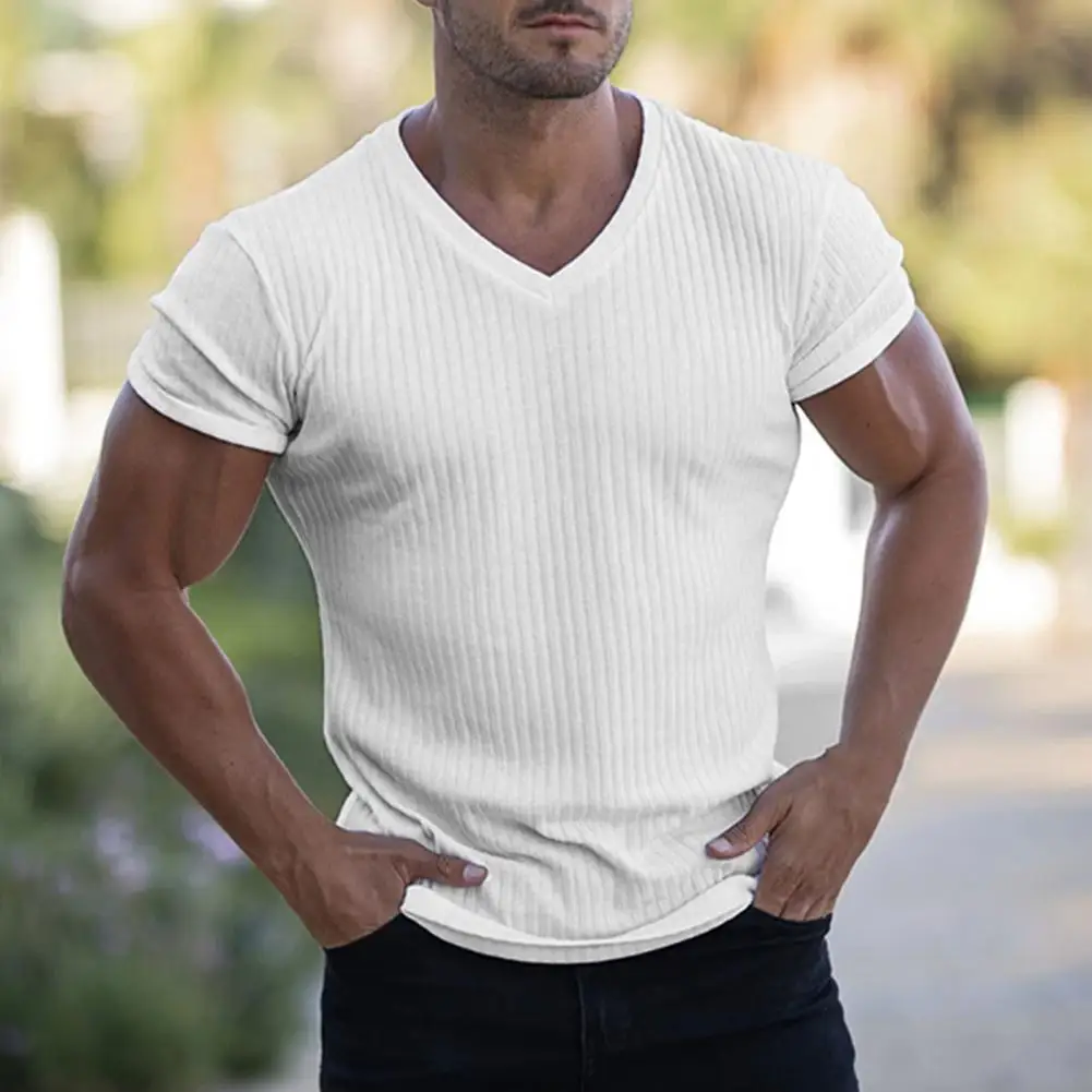 Deep-V-Neck-T-Shirt-for-Men-Low-Cut-Vneck-Wide-Vee-Tee-Male-Tshirt ...