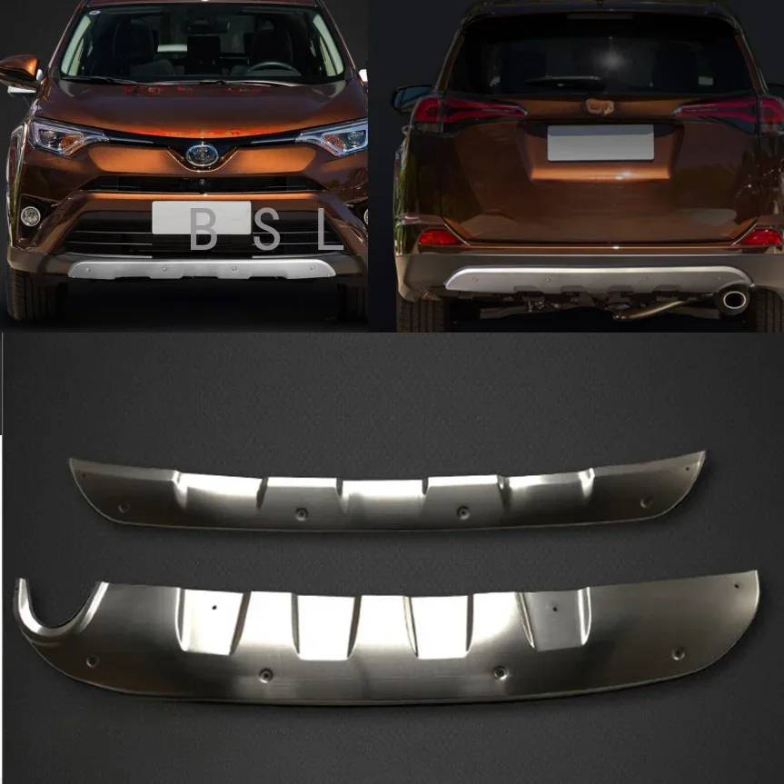 For-TOYOTA-RAV4-2016-2022-Stainless-Steel-Front-Rear-Bumper-Diffuser ...