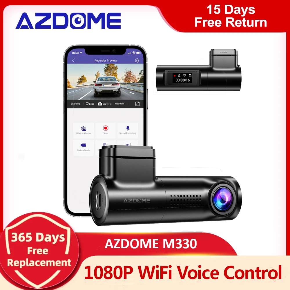 Azdome M330 Car Dvr 1080p Dash Cam Smart Voice Control Wifi Free App G ...
