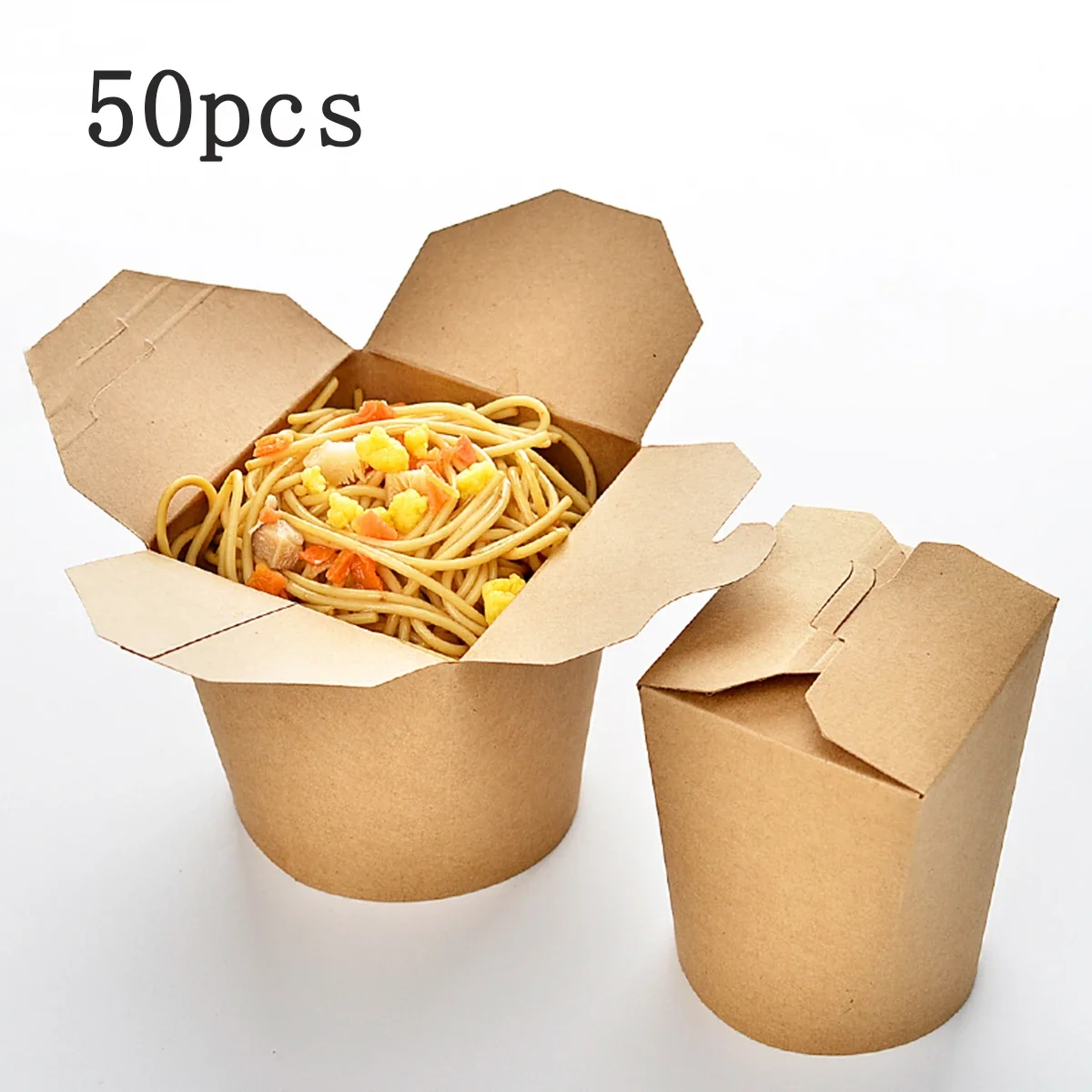 50Pcs 16 Ounce Kraft Paper Bucket Disposable Meal Prep Containers ...