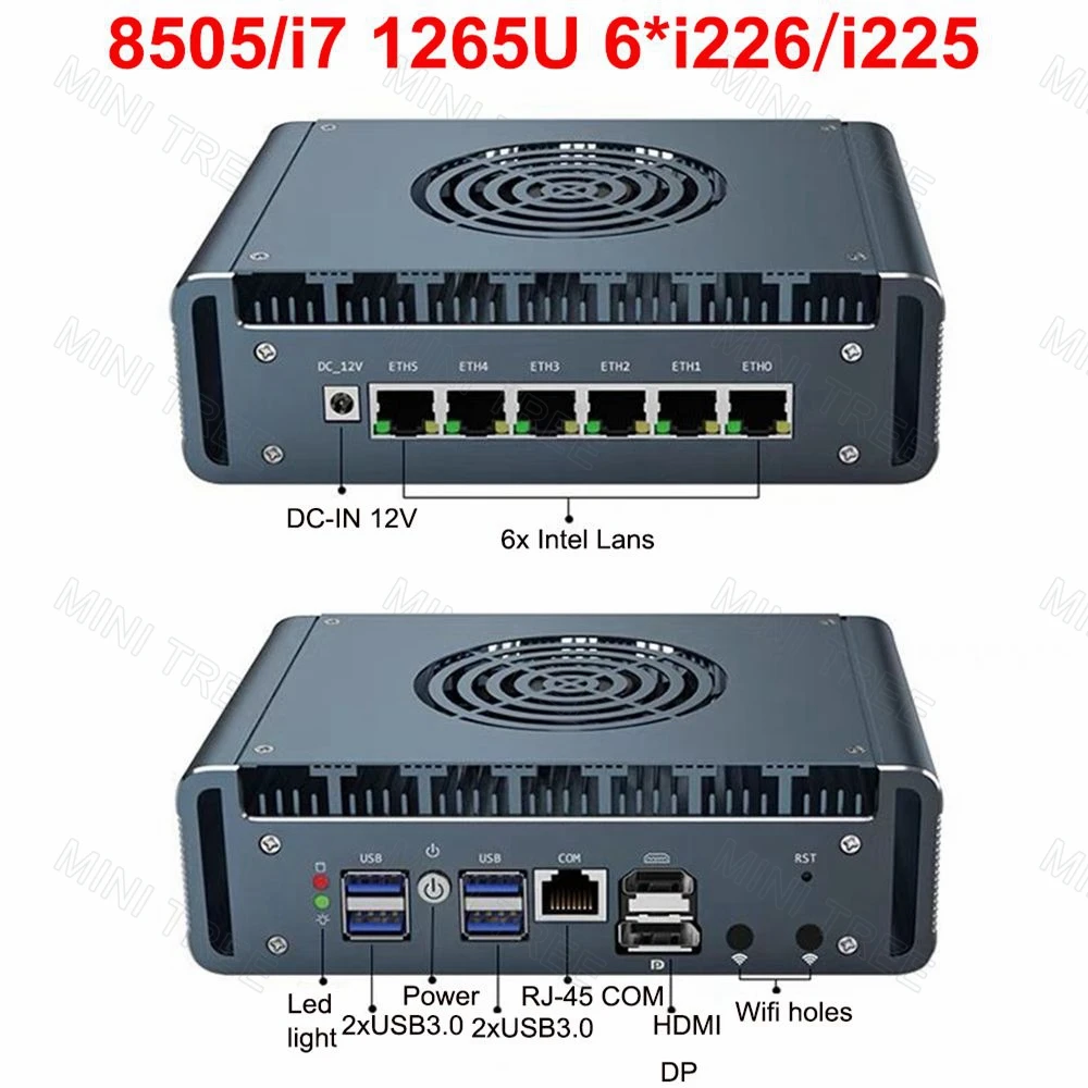 12th Gen i7 1265U Mini Soft Router Pentium 8505 6x Intel i226 2.5G ...