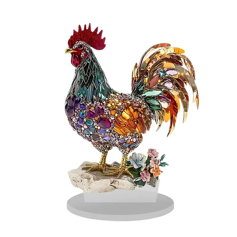 Creative Colorful Lucky Rooster Animal Ornaments 2D Acrylic Roosters ...