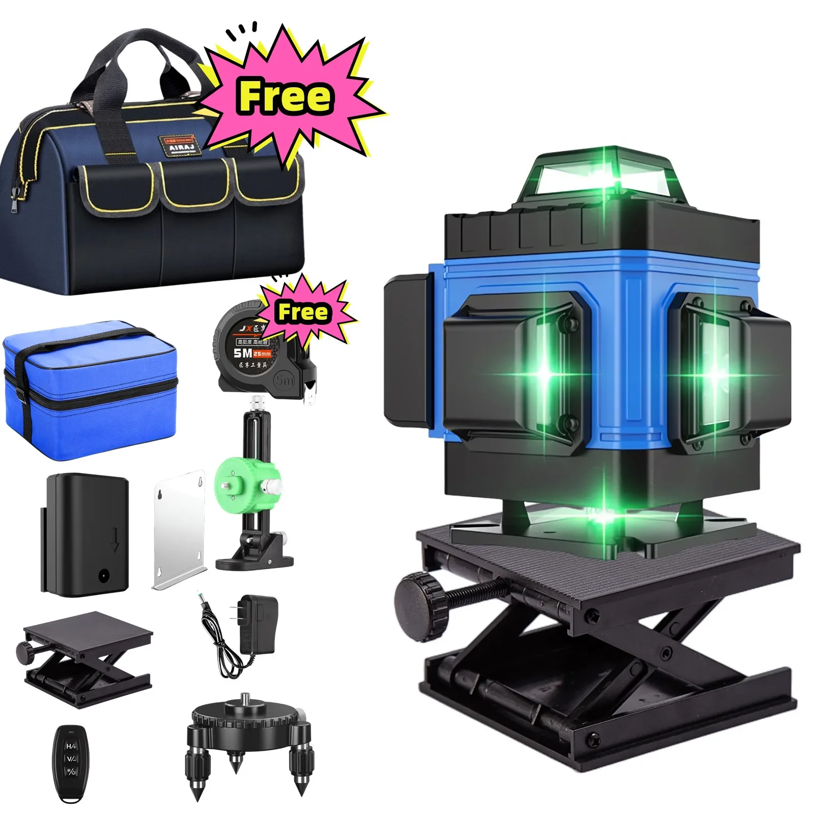 16-Line-Laser-Level-Blue-Light-Selfleveling-Horizontal-Vertical-Lithium ...