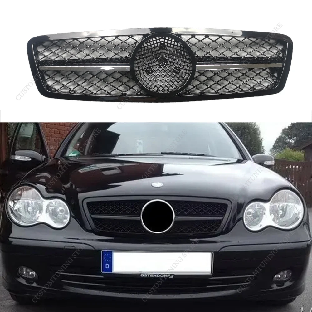 For-Mercedes-W203-C-Class-Front-Grille-Racing-Hood-Grill-C200-C240-C300 ...