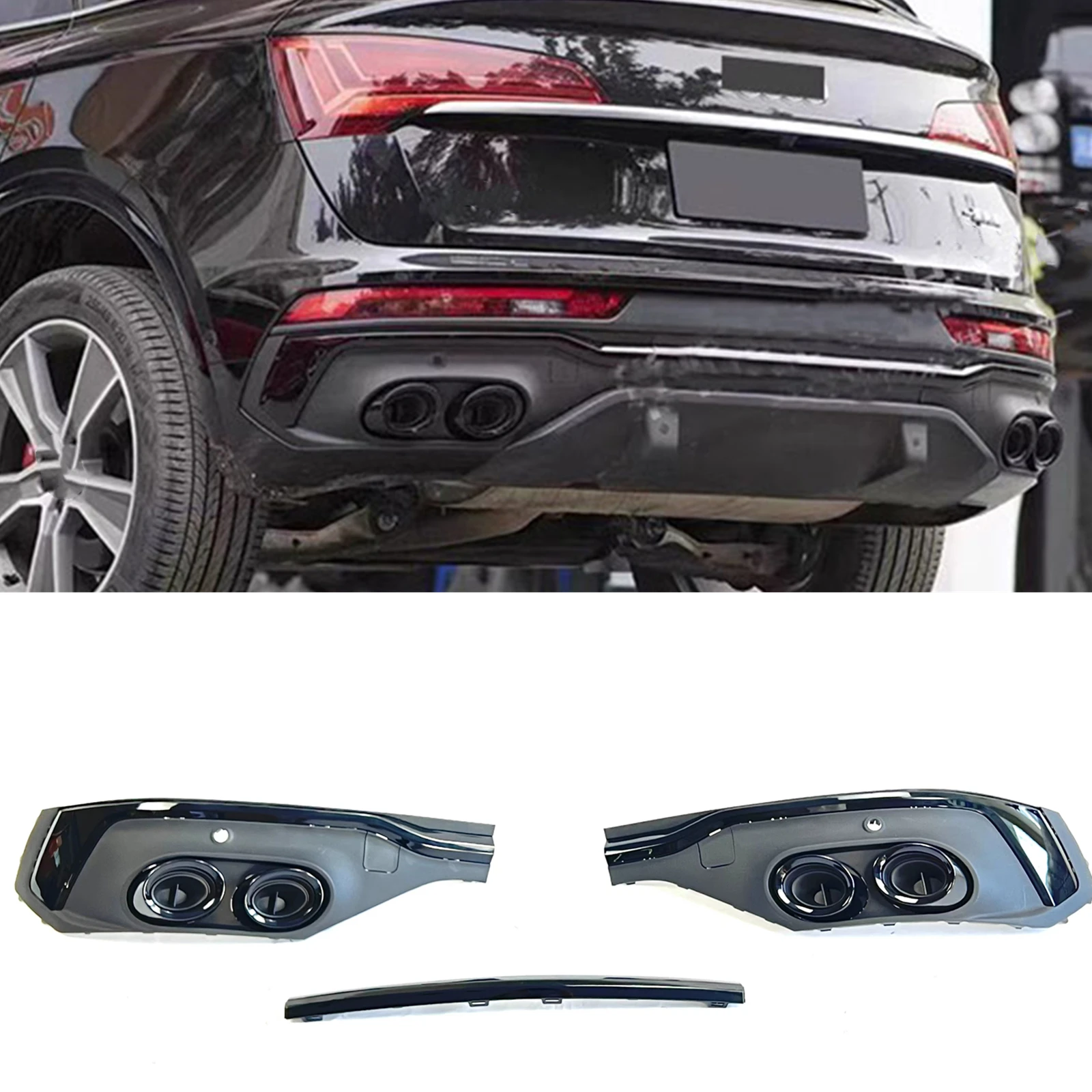 SQ5-Style-Rear-Bumper-Diffuser-Exhausts-Spoiler-Splitter-Lip-Body ...
