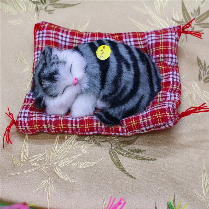 Stuffed Toys Simulation Animal Doll Plush Sleeping Cats Toy With Sound ...