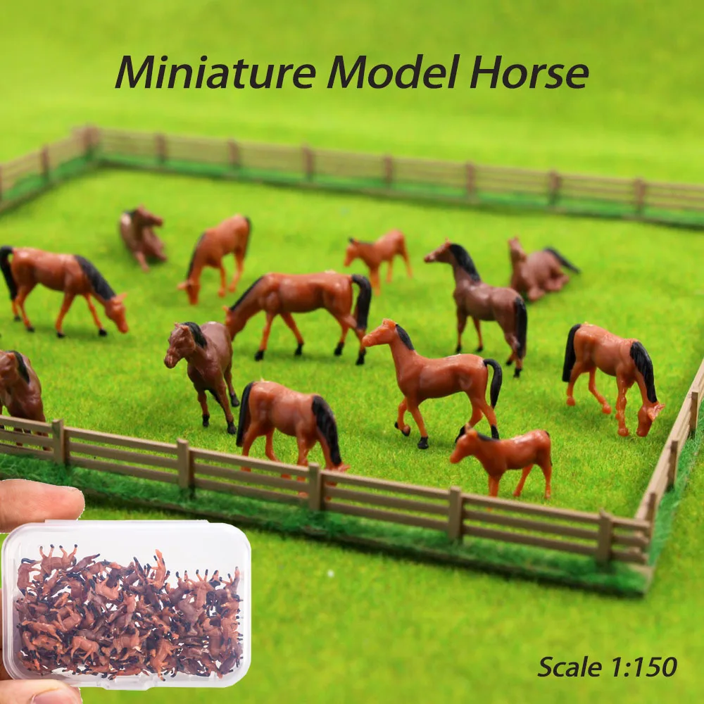 Scale 1:150 Miniature Horse Model Brown ABS Animals Toys For Farm Sand ...
