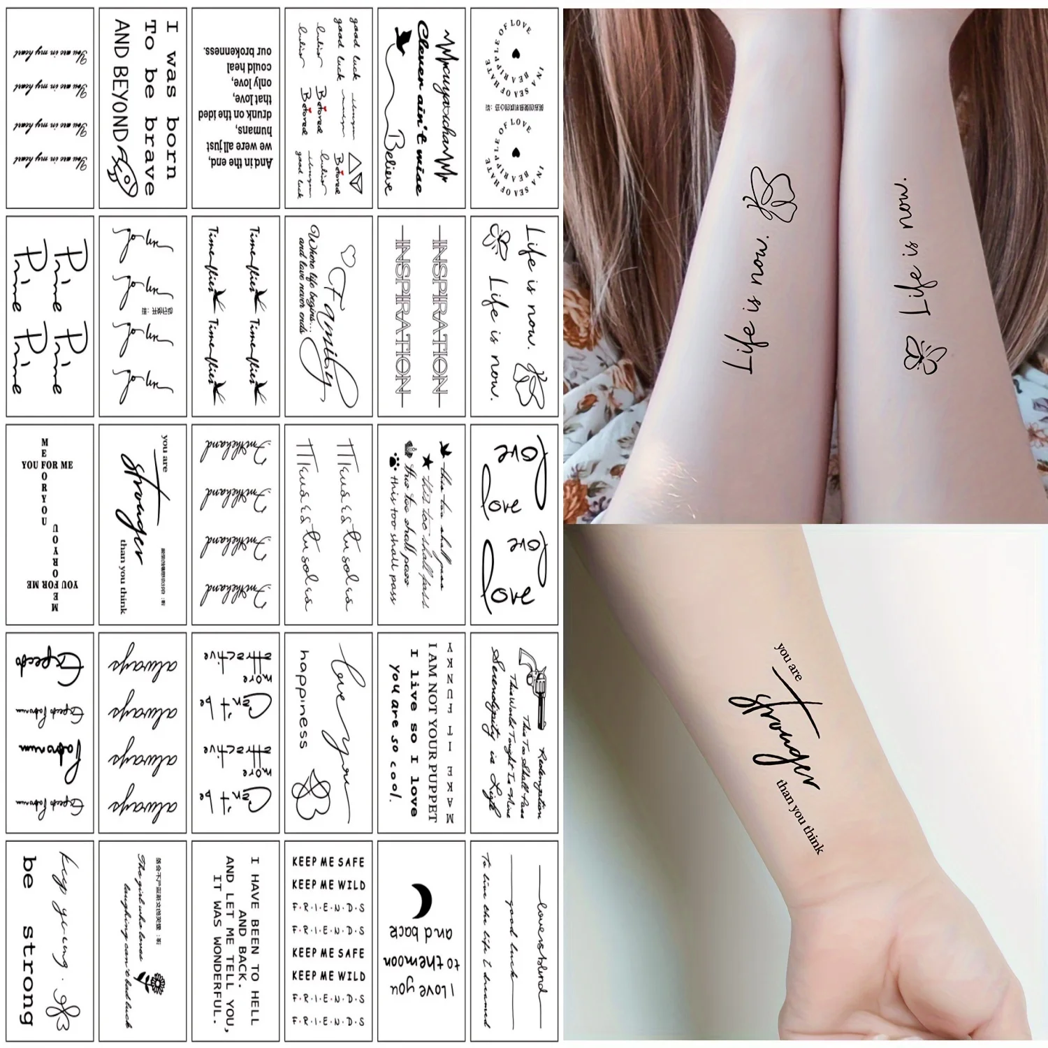 30pcs-set-Waterproof-Temporary-Tattoo-Stickers-English-Letters-Quote ...