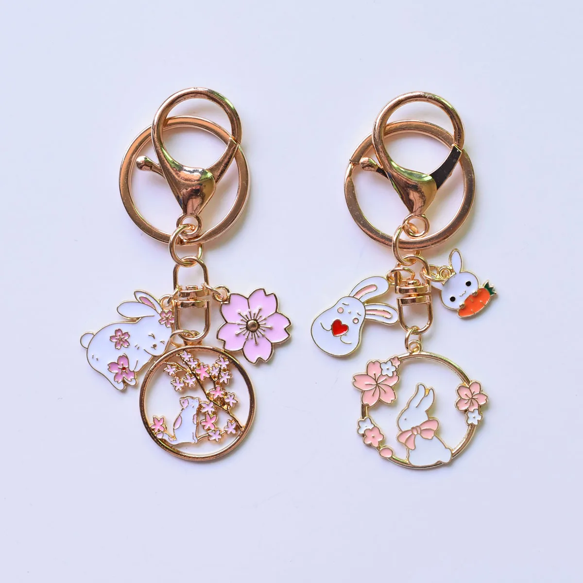 keychain-rabbit-Japanese-cute-girl-cherry-blossom-rabbit-keychain-cat ...