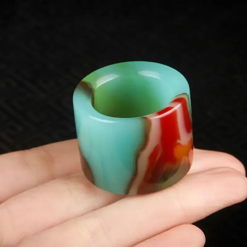 Chinese Colored Gobi Jade Fingerstall Men's Golden Jade Popular Ring ...
