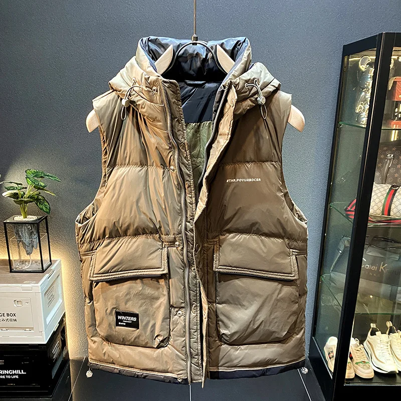 Chaqueta-con-capucha-c-lida-de-plum-n-de-pato-blanco-chaleco-para ...