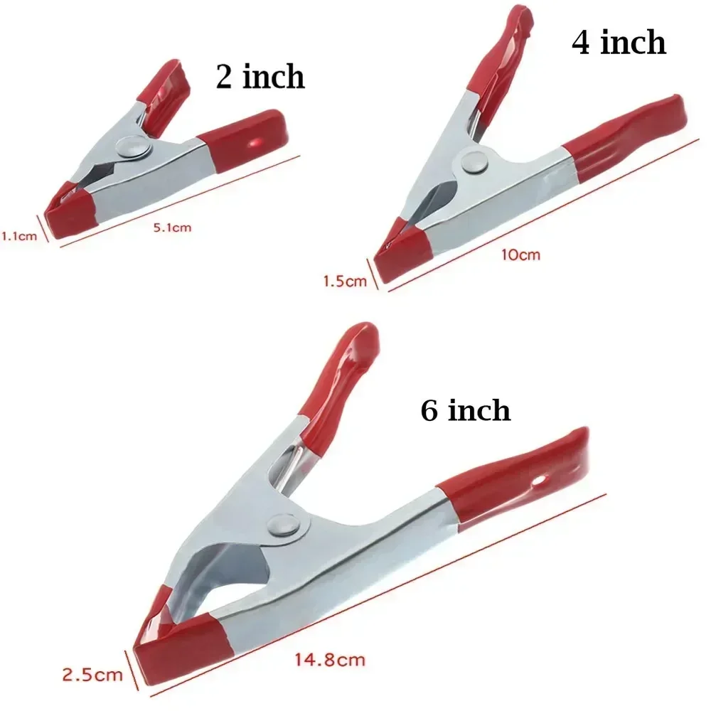 2/4/6 Inch Metal Heavy Duty Spring Clamps Crocodile Clip Red Rubber ...