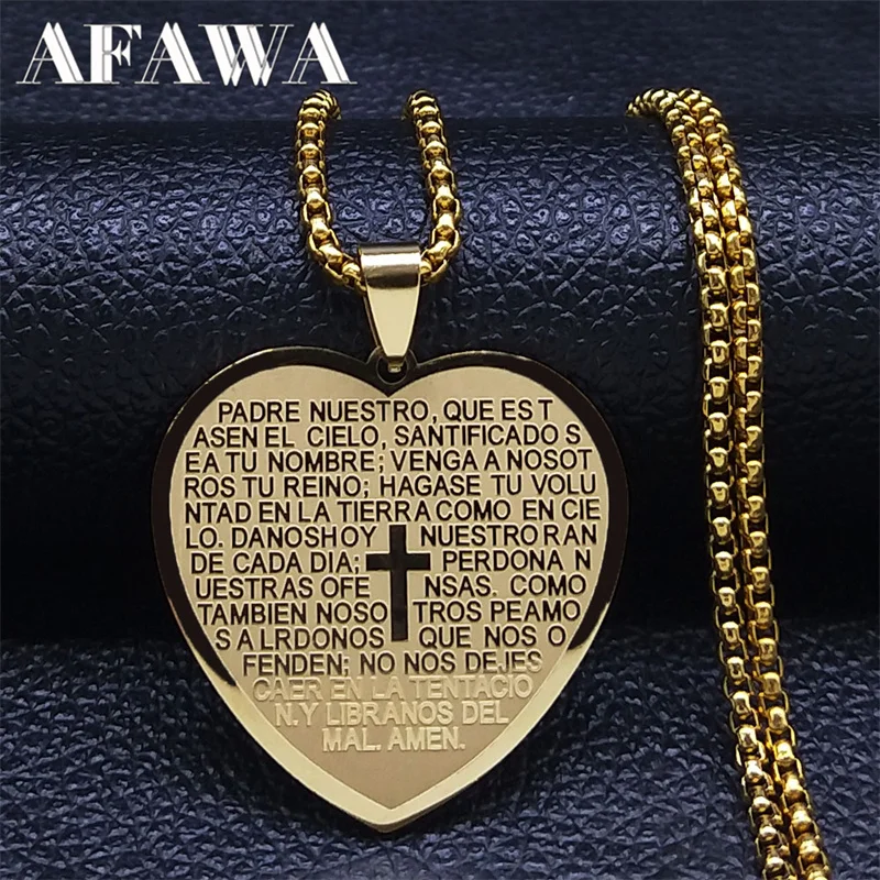 Catholic-Holy-Bible-Verse-Projection-Cross-Heart-Necklace-Stainless ...