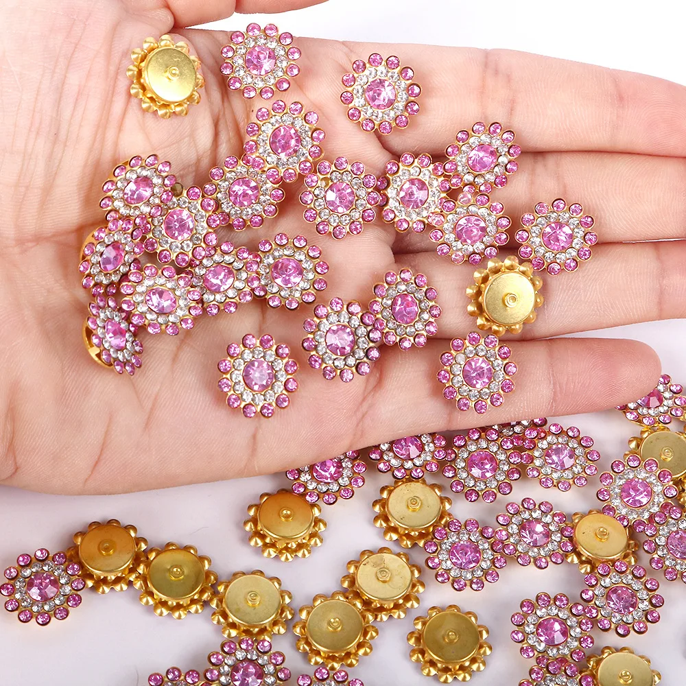 Gold-Sun-Flower-Claw-Rhinestones-Glitter-Crystals-Strass-Stones-Beads ...