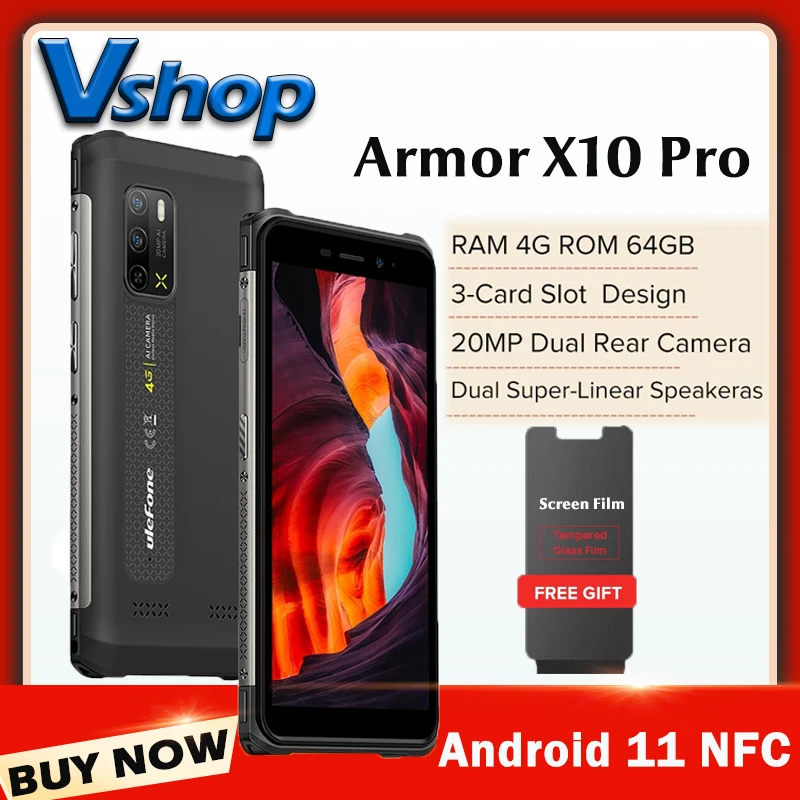 Ulefone-Armadura-X10-Pro-Smartphone-Imperme-vel-Celular-Robusto-Telefone-Android-11-NFC-4GB-64GB ...
