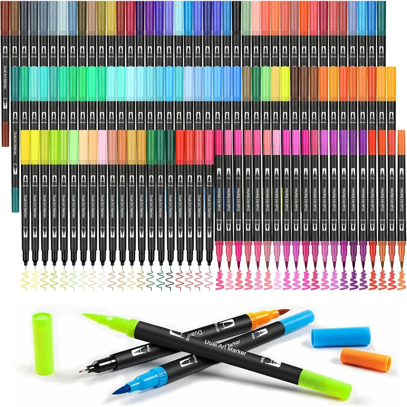 12 - 168 Colors Dual Brush Marker Pens, Marker Set, Artist Fine and ...
