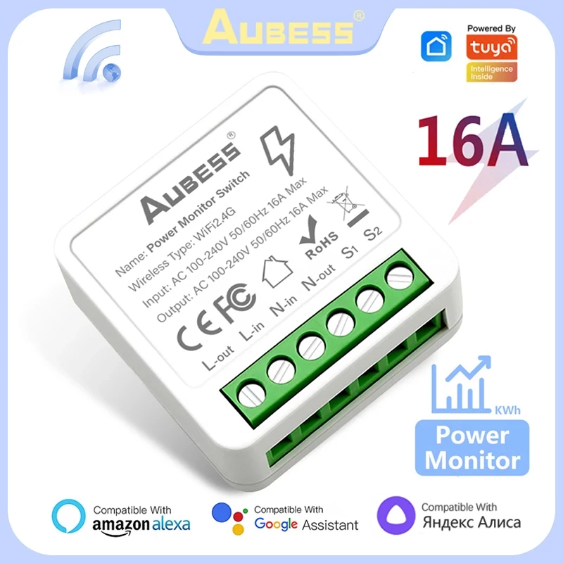 Aubess-Interruptor-Monitor-de-Energia-16A-WiFi-Temporizador-Interruptor ...