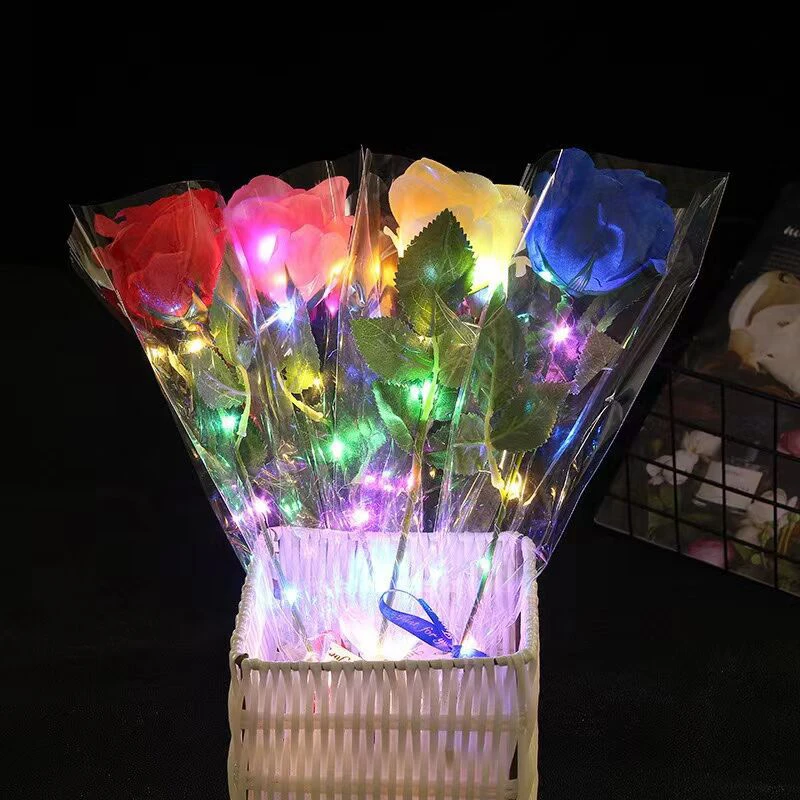 Home-Decor-Artifical-Flower-Luminous-Plastic-Rose-With-LED-Light ...